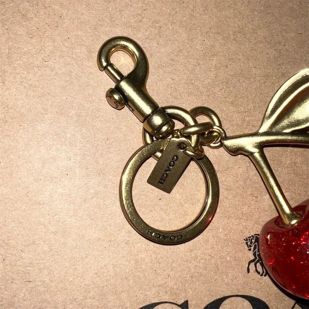 Coach | Accessories | Coach Red Cherry Bag Charm Keychain With Gold ...